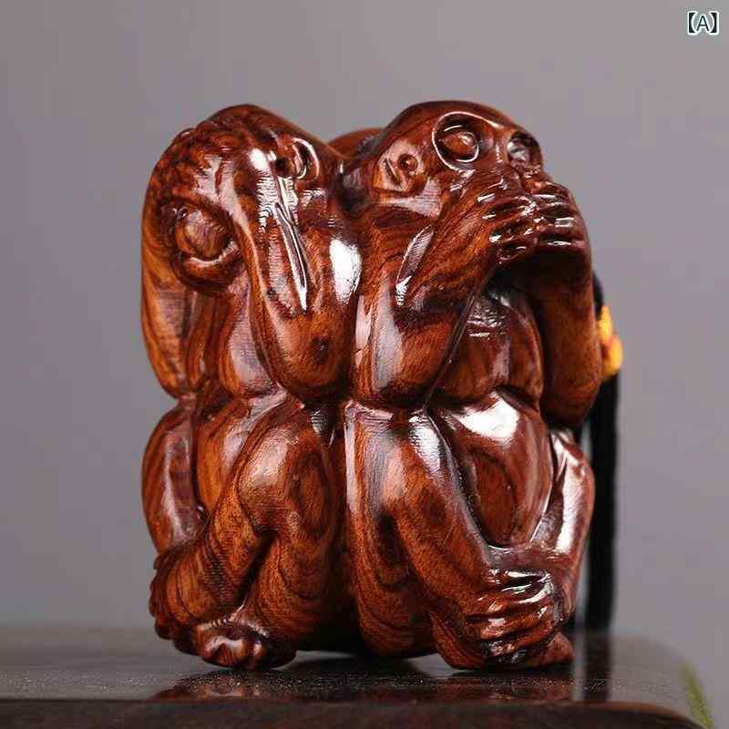 ・モチーフ: 三不猴・付属品: 手縄・素材: 花梨木