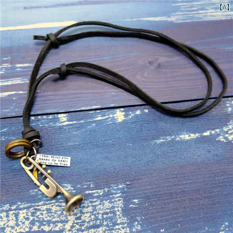 ・素材: 合金・加工方法: 電気メッキ・形状: ラッパ・チェーンスタイル: 牛革・ペンダント素材: 合金・周囲: 51cm～80cm・カラー: ブラック、コーヒー・カテゴリ: ネックレス