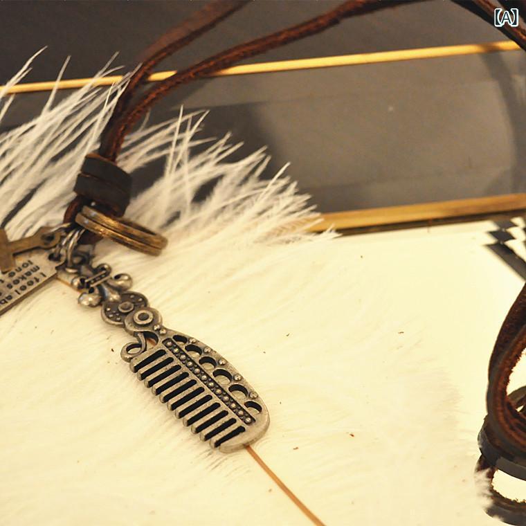 ・カテゴリ: ネックレス・素材: 合金・加工技術: 電気メッキ・形状: 幾何学模様・カラー: コーヒーブラウン