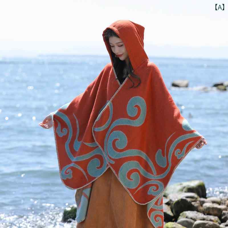 ・性別: 女性・素材: フェイクカシミヤ・カラー展開: オレンジ、ライトグリーン、ローズレッド、レッド、キャメル、ブラック・スタイル: レトロエスニック・サイズ: 150cm×130cm・編み方: 経編み・柄: ストライプ・機能: 日よけ・...