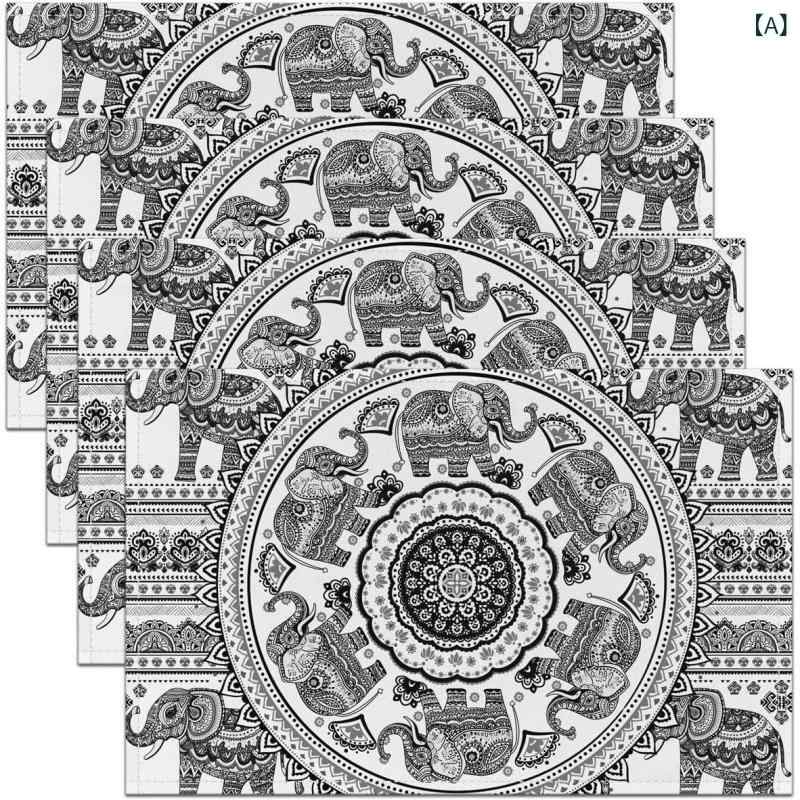 4個セット・素材: リネン・主な素材: ポリエステル100%・スタイル: モダン、シンプル・サイズ: 約30×45cm（1枚）・適用場所: リビング、ダイニング、商業施設