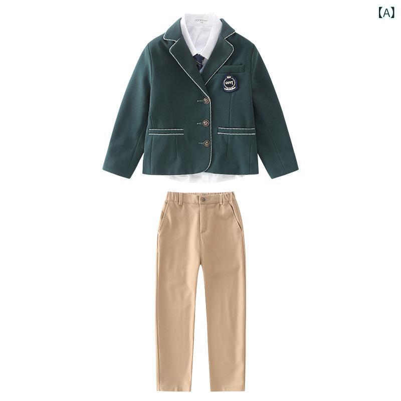 ・カテゴリ: 制服・スタイル: ブリティッシュ・対象年齢: 8歳以上・性別: ユニセックス・開閉部: シングルボタン・主な素材: 綿95%混紡・加工: 起毛加工、ソフト加工・セット内容詳細: 男児用（ジャケット、パンツ、シャツ、ネクタイ）、...