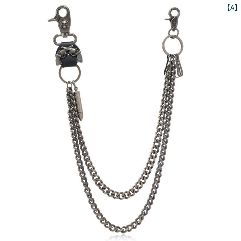 2個セット・カテゴリ: ウエストチェーン・対象: ユニセックス・素材: 金属・スタイル: パンク、ヒップホップ・カラー展開: ブラック、ライトブラウン・巻き方: 二重・長さ: 60～80cm