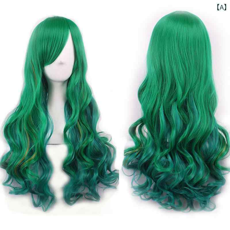 ・カテゴリ: コスプレウィッグ・スタイル: エキゾチック・髪の長さ: ロング・ヘアスタイル: ロングカール、斜め前髪・髪質素材: 耐熱ファイバー・カラー展開: グリーンミックス、パープルミックス・染髪・パーマ: 対応・対象: レディース・適...