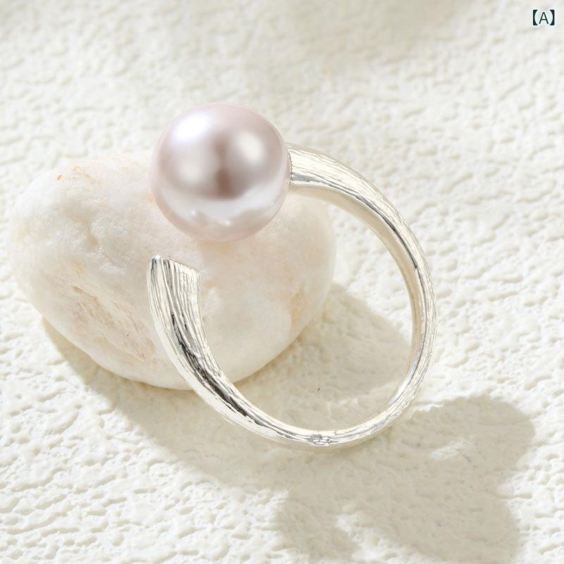 2個セット・カテゴリ: 指輪・種類: 開口タイプ・対象: レディース・素材: 銅・加工方法: メッキ・形状: 幾何学・流行要素: 円形・デザイン: フェイクパール・スタイル: エレガント・着用部位: 人差し指