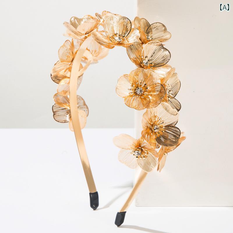 ・主な素材: 金属・加工: 電鍍・カラー展開: ゴールド、シルバー・人気要素: 花柄・スタイル: 高級感・形状: カチューシャ・スタイルカテゴリ: ファッション通勤・カテゴリ: ヘッドウェア・対象: 女性