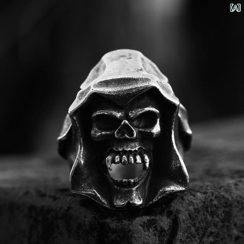 2個セット・カテゴリ: 宝飾品・種類: 指輪、リング・スタイル: レトロ、文芸レトロ・素材: シルバーメッキ・加工: 電気メッキ・形状: 幾何学模様・デザイン要素: スカル・サイズ: 開口部調整可能・対象: 男女兼用