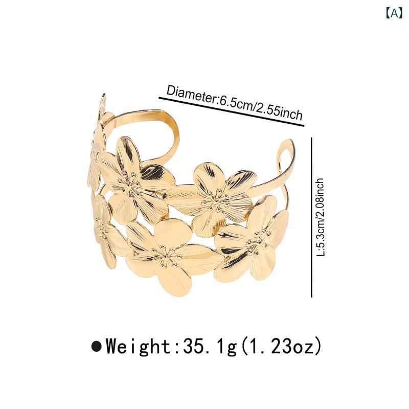 ・カテゴリ: 手元アクセサリー・スタイル: ファッション通勤・テイスト: 高級感・素材: 鉄・加工: 電鍍・柄: 花柄・カラー展開: 金色、白K・重量: 約35.1g