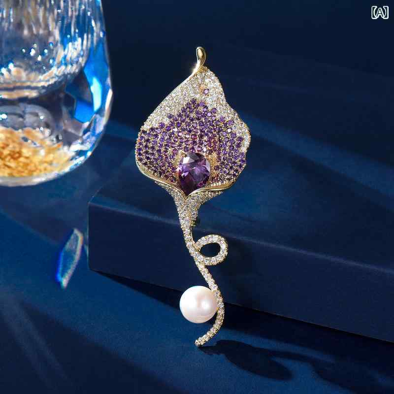 ・カテゴリ: ブローチ・スタイル: エレガント、ファッション通勤・素材: 銅・象嵌素材: ジルコニア・柄: 花・加工方法: 象嵌・カラー展開: ブルー、パープル・機能: 記念、装飾、ギフト・対象: 女性