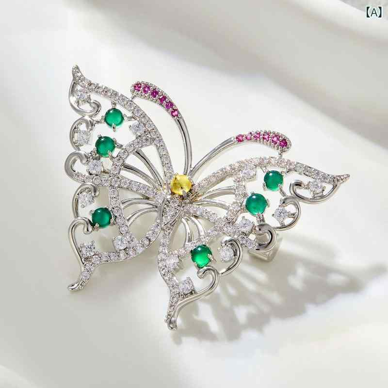 ・カテゴリ: ブローチ・対象: 女性・素材: 銅・加工技術: マイクロセッティング・デザイン: 昆虫モチーフ・流行要素: 蝶・テイスト: ライトラグジュアリー・スタイル: ファッション通勤・用途: 記念、装飾、ギフト、スーツジャケットのアク...