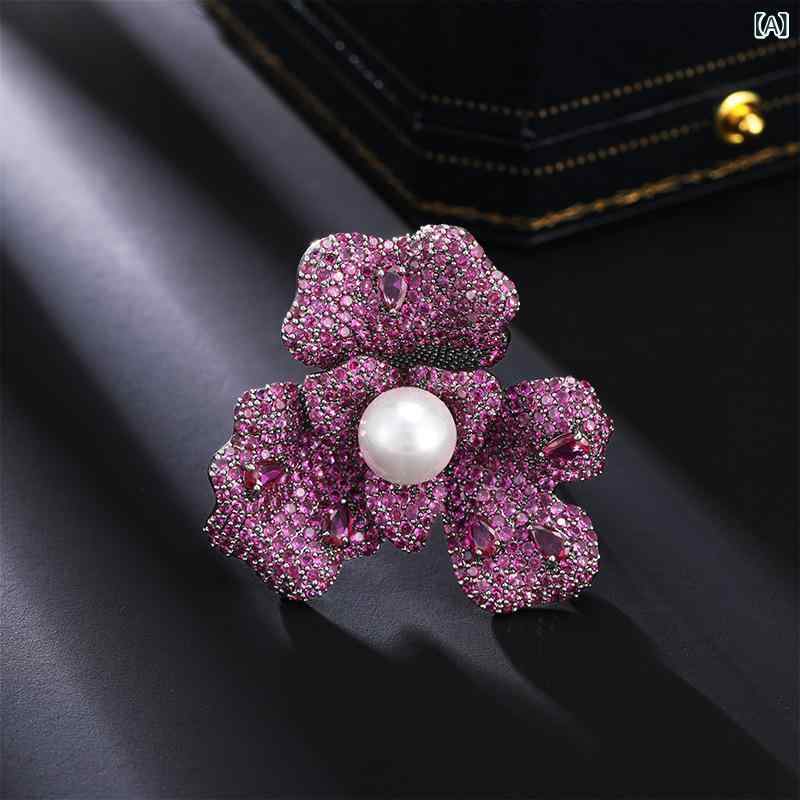 ・素材: 銅・加工: 電鍍・カラー: パープル・柄: 花、牡丹・機能: 装飾、多機能、両用、ギフト、はだけ防止、固定・スタイル: レトロ・スタイルカテゴリ: 文芸レトロ・対象: 女性・種類: ブローチ