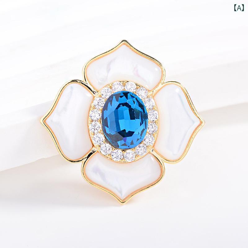 ・カテゴリ: ブローチ・スタイル: レディース、シンプル、通勤・モチーフ: 花・素材: 銅、ジルコニア象嵌・加工方法: 電気メッキ・カラー: ブルー・機能: 装飾、固定