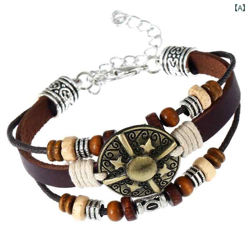 ・スタイル: 欧米風・素材: レザー・対象: ユニセックス・形状: 幾何学模様・贈答用途: 開業祝い、旅行記念、ビジネスギフト、販促品、展示会、福利厚生・カテゴリ: ブレスレット