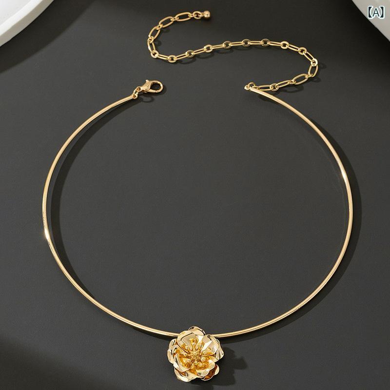 2個セット・素材: 合金・モチーフ: 花柄・カラー: ゴールド・スタイル: 個性的・対象: レディース・種類: ネックレス