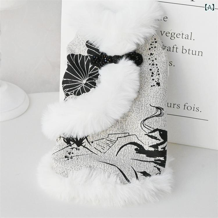 ・カテゴリ: ペット用コットンジャケット・スタイル: 中華風・主な素材: 布・対象: ユニセックス・柄: 水墨画・カラー: ブラック・サイズ展開: S, M, L, XL, XXL