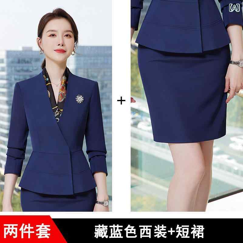 ・カテゴリ: レディーススーツ・スタイル: エレガント・主な素材: ポリエステル90～95%、スパンデックス30%以下・袖丈: 長袖・パンツ丈: ロング・袖タイプ: レギュラー・カラー展開: ブルー、レッド、ブラック、アプリコット・商品構成...