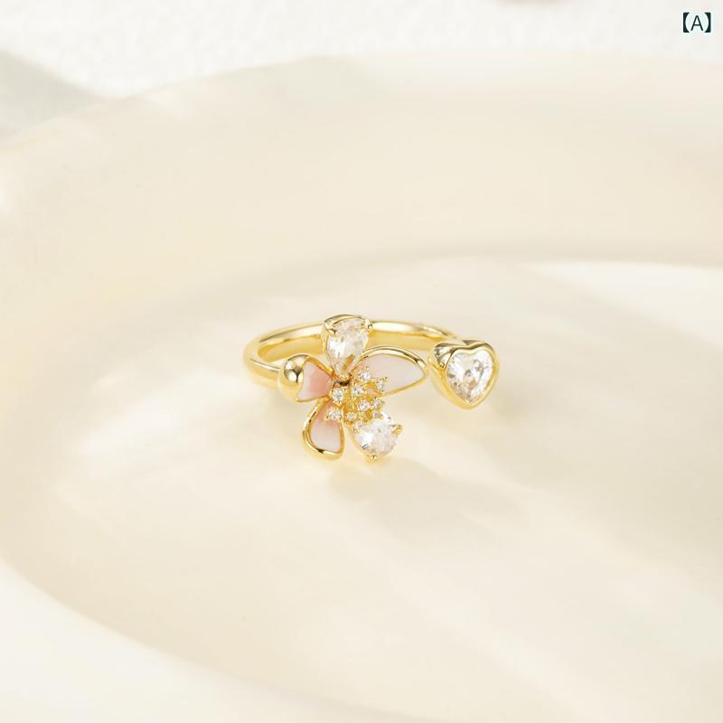 ・カテゴリ: リング・種類: 開口式・素材: 銅・加工: ドロップオイル加工・柄: 植物、花モチーフ・スタイル: 森ガール系・テイスト: 清新・フェミニン・対象: 女性向け