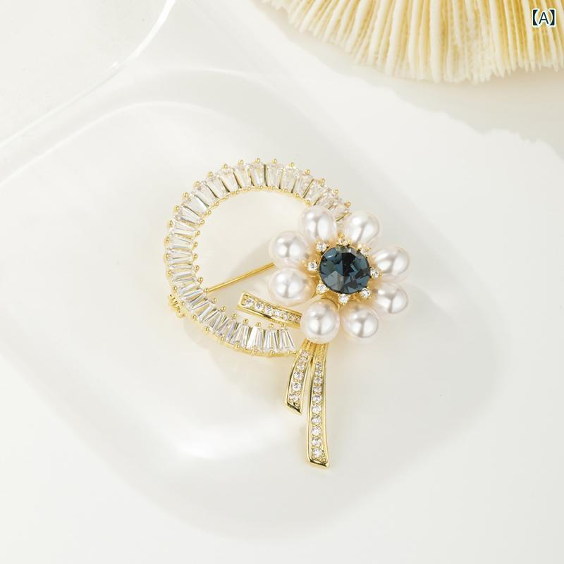 2個セット・種類: ブローチ・素材: 銅・形状: 花・加工技術: マイクロインレイ・柄: 花卉、植物・機能: 記念、装飾、ギフト・スタイル: フレンチレトロ、文芸レトロ・対象: 女性