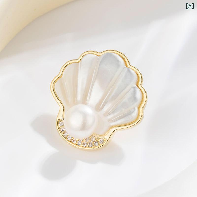 ・種類: ブローチ・素材: 銅・モチーフ: 貝殻・形状: U字・スタイル: シンプル・スタイル分類: ファッション通勤・デザイン: 小ぶり、軽やか、ラグジュアリー風、扇貝モチーフ・人気要素: 貝殻・人気要素分類: 自然・機能: 記念、装飾、...