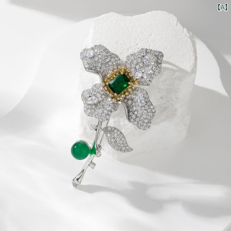 2個セット・素材: 銅・加工技術: マイクロパヴェセッティング・用途: 記念、装飾、ギフト・対象: 女性・種類: ブローチ・柄: 花柄、植物モチーフ・スタイル: ファッション通勤・テイスト: 高級感、豪華・特徴: 個性的、ニッチ、重厚な作り