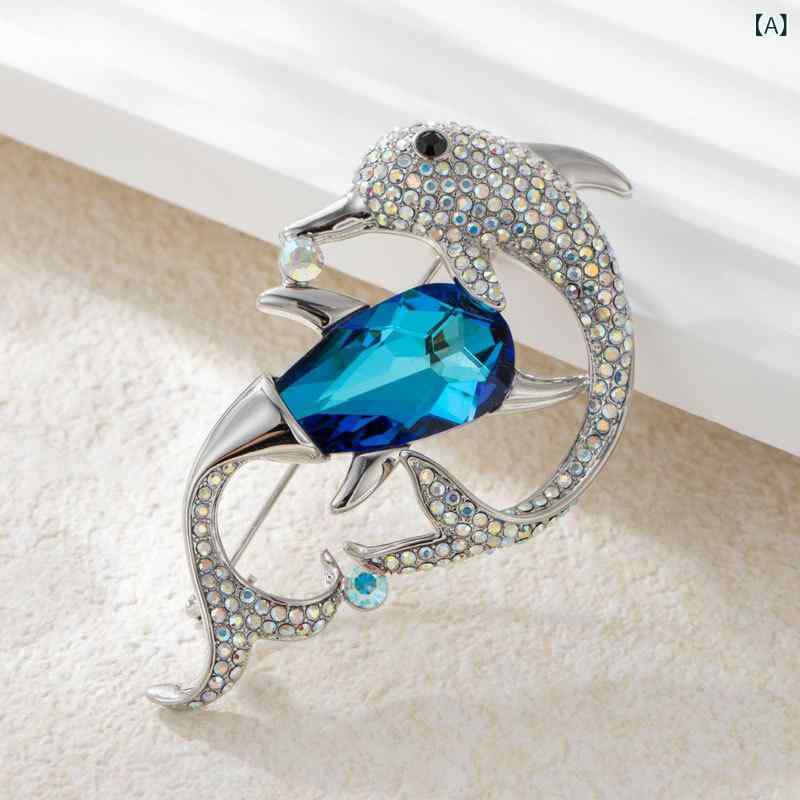 ・主な素材: 銅・対象: 女性・デザイン: 動物・加工: 電鍍・流行要素: イルカ・用途: 記念、装飾、ギフト・スタイル: 高級感・スタイル分類: ファッション通勤・種類: ブローチ