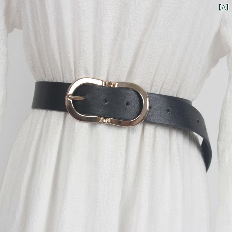 ・素材: フェイクレザー・バックル素材: 合金・留め具: ピンバックル・カラー展開: ゴールド、シルバー・幅: 約2～4cm・スタイル: ビジネスカジュアル