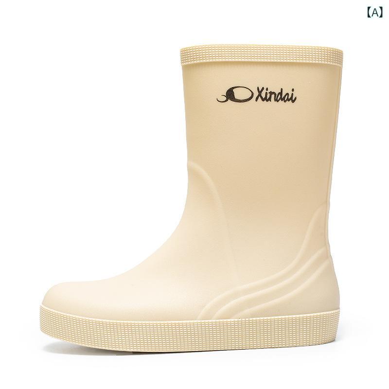 ・カテゴリ: レインブーツ・タイプ: カップル向けハイカットレインブーツ・製品名: ミドル丈ドローストリングレインブーツ・スタイル: 韓国風・性別: ユニセックス・対象年齢: 成人・柄: マルチカラー・デザイン要素: レザー切り替え・アッパ...