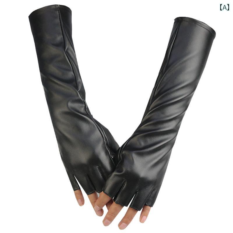 ・機能: 保温、防風・タイプ: 半指手袋・カラー: ブラック・サイズ: フリー・スタイル: 万能、エレガント、ミニマリスト、スポーツ、OL風、軽奢、シック、通勤・素材: 人工皮革・加工: ジャカード、エンボス、スプレー、ラッカー仕上げ・カテ...