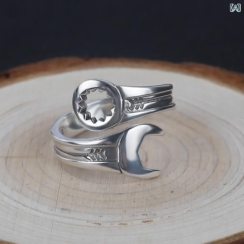 ・カテゴリ: アクセサリー・タイプ: サイズ調整可能・対象: メンズ・スタイル: 文芸レトロ・素材: 亜鉛合金・加工: 電鍍・デザイン: 幾何学模様・モチーフ: 四辺形・カラー: シルバー