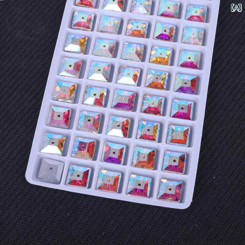 ・種類: ラインストーン・処理加工: 電鍍・材質: ガラス・形状: 正方形・カラー: ホワイトAB、ホワイト・サイズ: 6x6mm