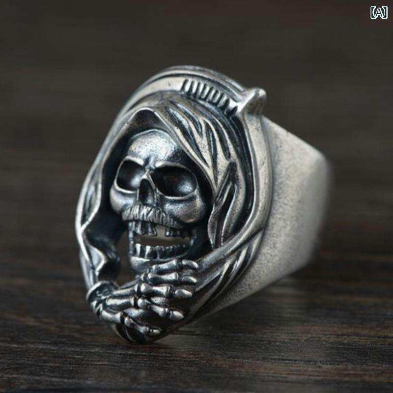 ・カテゴリ: 指輪、リング・素材: 銅、シルバーメッキ・モチーフ: 動物・加工方法: 電気メッキ・対象: 男女兼用・サイズ: 調節可能・デザイン要素: スカル・スタイル: 文芸レトロ