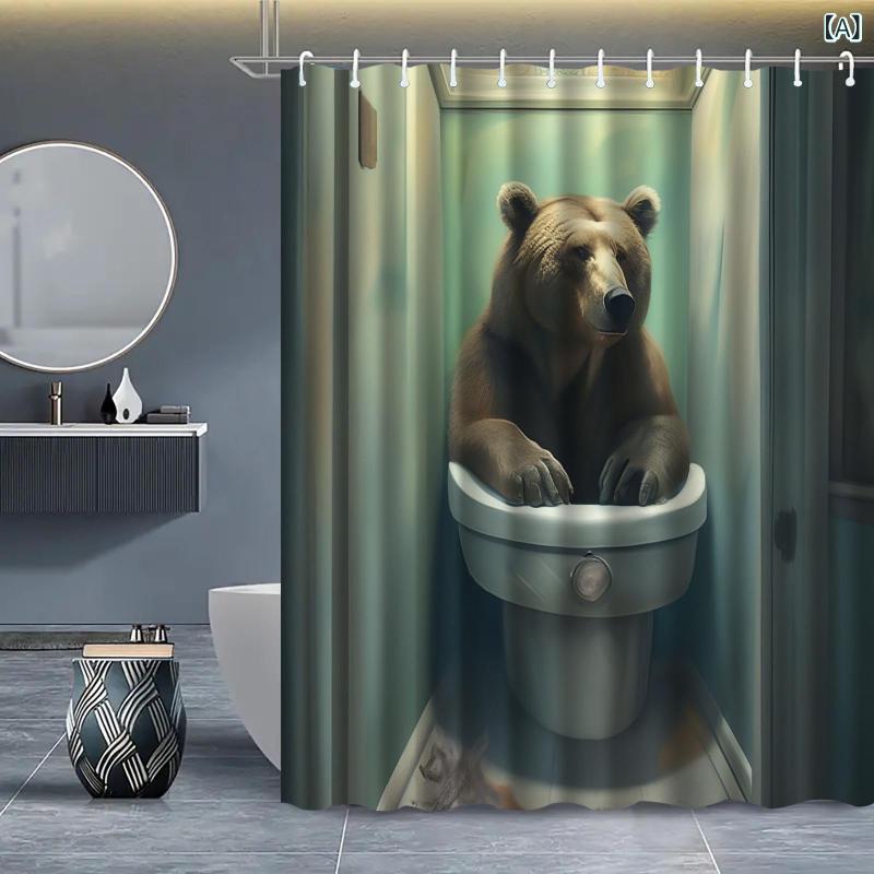 ・素材: ポリエステル・スタイル: フォレスト・柄: 森のクマ・サイズ展開: 90cm x 180cm、120cm x 180cm、150cm x 180cm、180cm x 180cm、180cm x 200cm・カテゴリ: シャワーカー...