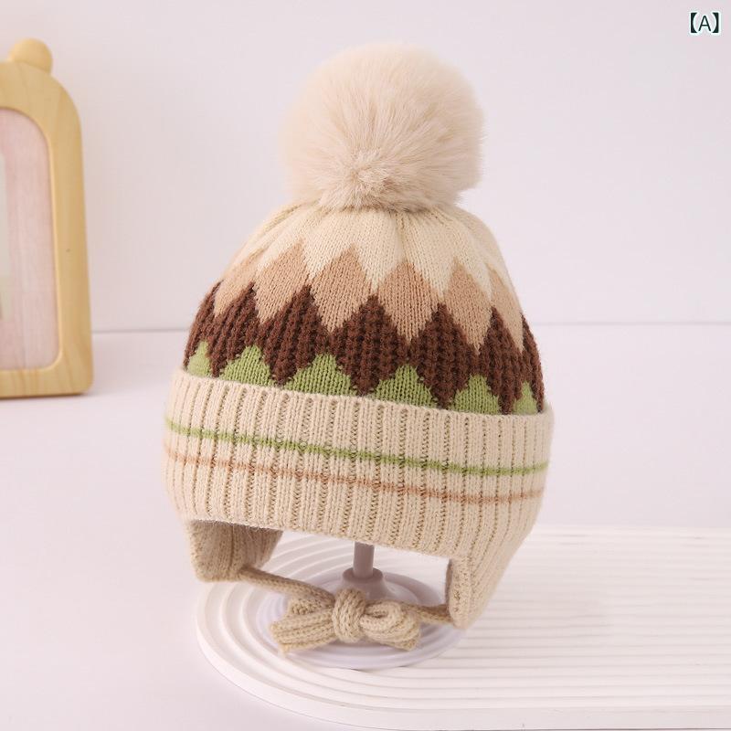 ・カテゴリ: 耳当て付き帽子・カラー展開: ひし形柄ベージュ、ひし形柄カーキ、ひし形柄ネイビー、ひし形柄ブラウン・サイズ展開: 2〜8歳向け・帽子の形状: ラウンドトップ・機能: 保温、防風・主要素材の混紡率: 81%〜95%・スタイル: ...