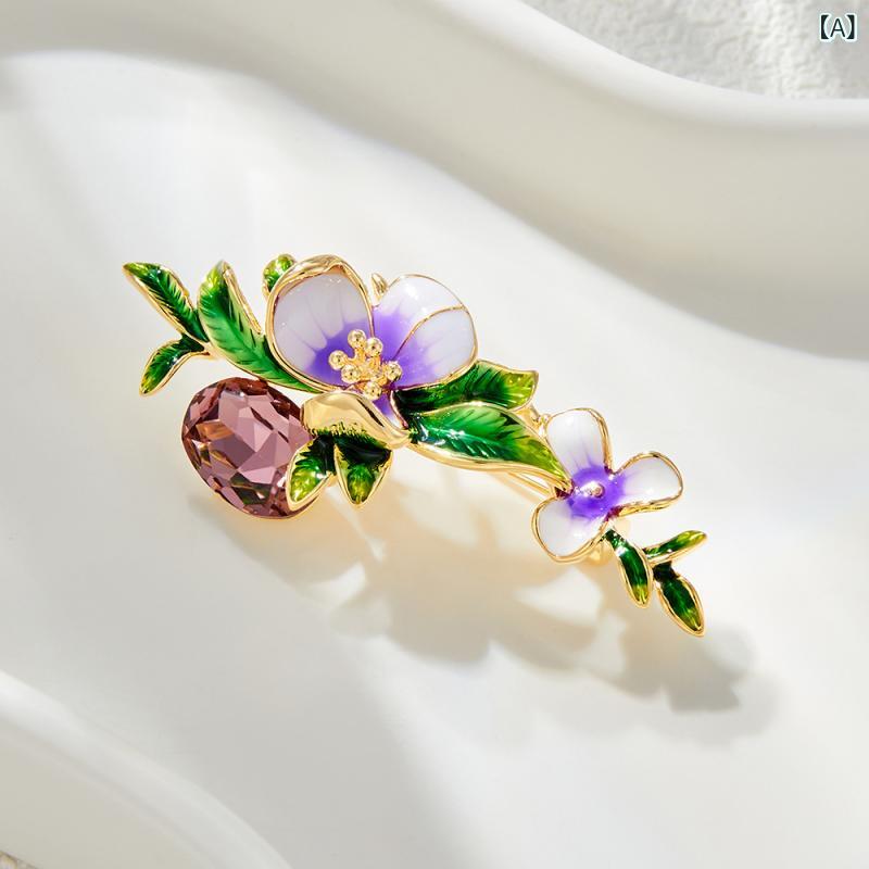 ・種類: ブローチ・対象: 女性向け・素材: 銅・形状: 花・加工技術: 滴油・カラー: パープル・スタイル: ライトラグジュアリー、ファッション通勤・流行要素: 花、植物・機能: 記念、装飾、ギフト