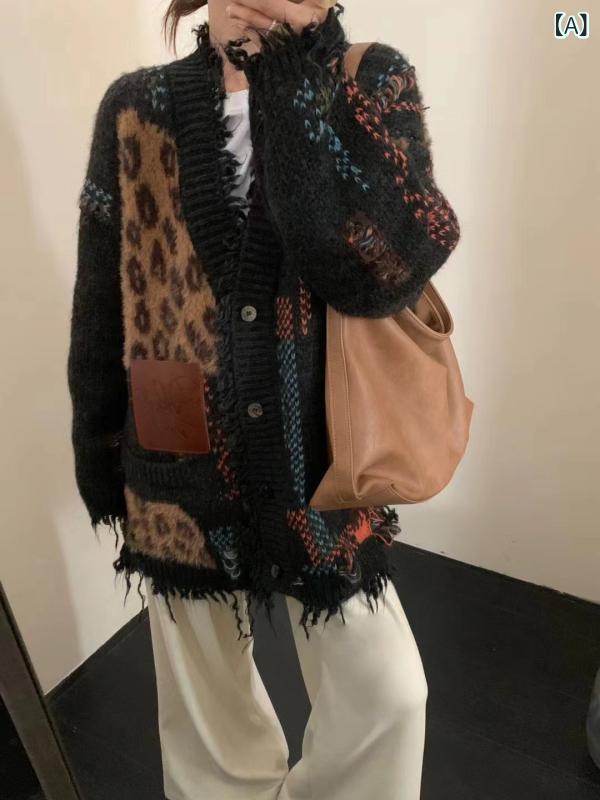 ・カテゴリ: セーター・主な素材: レーヨン 70-80%・柄: 豹柄・厚さ: 厚手・スタイル: カーディガン・組み合わせ: 単品・シルエット: ルーズフィット・丈: ミドル丈・ネックライン: Vネック・袖丈: 長袖・袖タイプ: レギュラー...