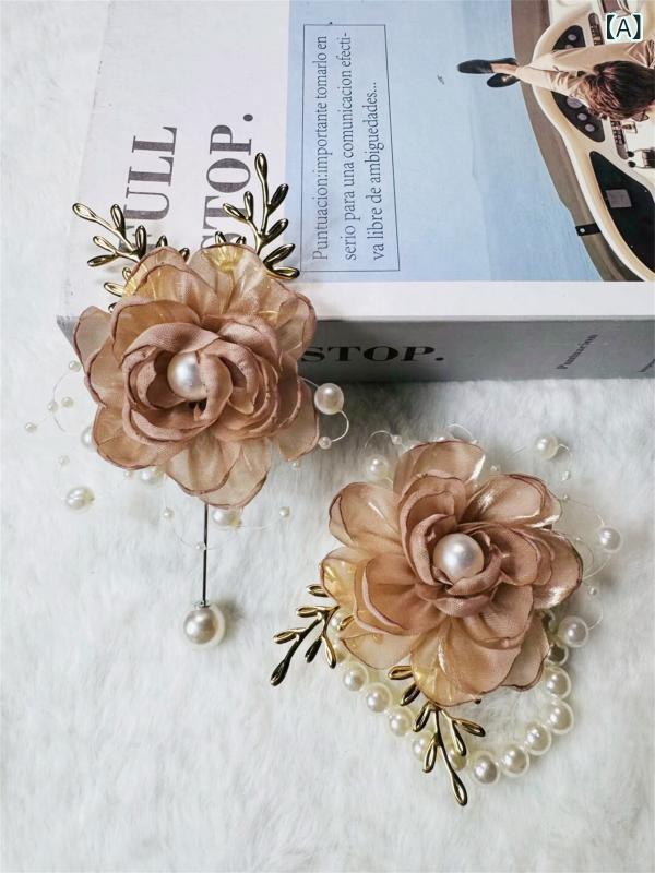 2個セット・素材: ポリエステル・スタイル: 中華風・性別: 男女兼用・デザイン: 花柄・加工方法: 手作業・用途: 展示会、周年記念、開業式典・カラー展開: ブラウン、ホワイト、ピーコックブルー・種類: コサージュ