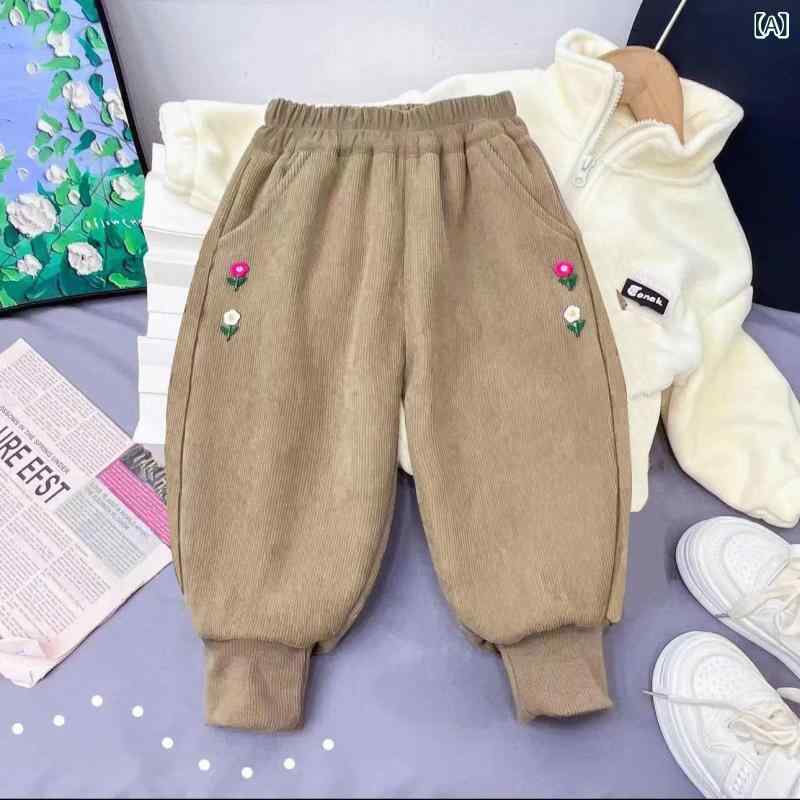 ・カテゴリ: キッズパンツ・スタイル: 韓国風・タイプ: カジュアルパンツ・主な素材: 綿65%・丈: ロング・性別: 女の子・対象年齢: 3～8歳・シーズン: 春、秋、冬・生地加工: 柔軟加工・柄: 花柄・デザイン要素: スポーツ、可愛い...