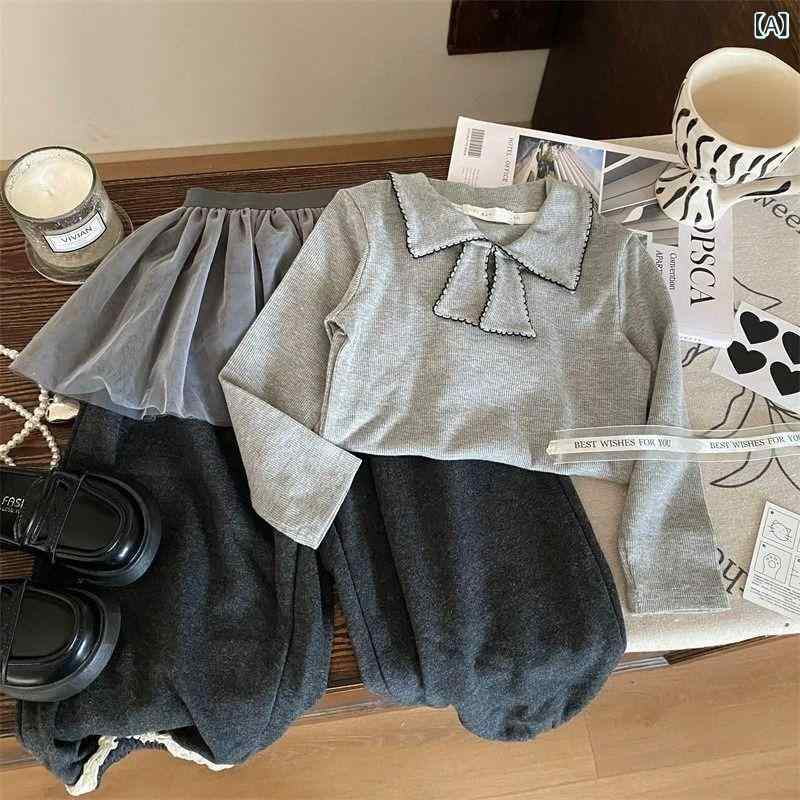 ・性別: 女・スタイル: 韓国風・タイプ: パンツセット・セット内容: 2点セット・対象年齢: 3〜8歳・袖丈: 長袖・フード: なし・パンツ丈: 長ズボン・生地加工: 柔軟加工・厚さ: 普通・デザイン要素: スポーツ、セットアップ、レース...