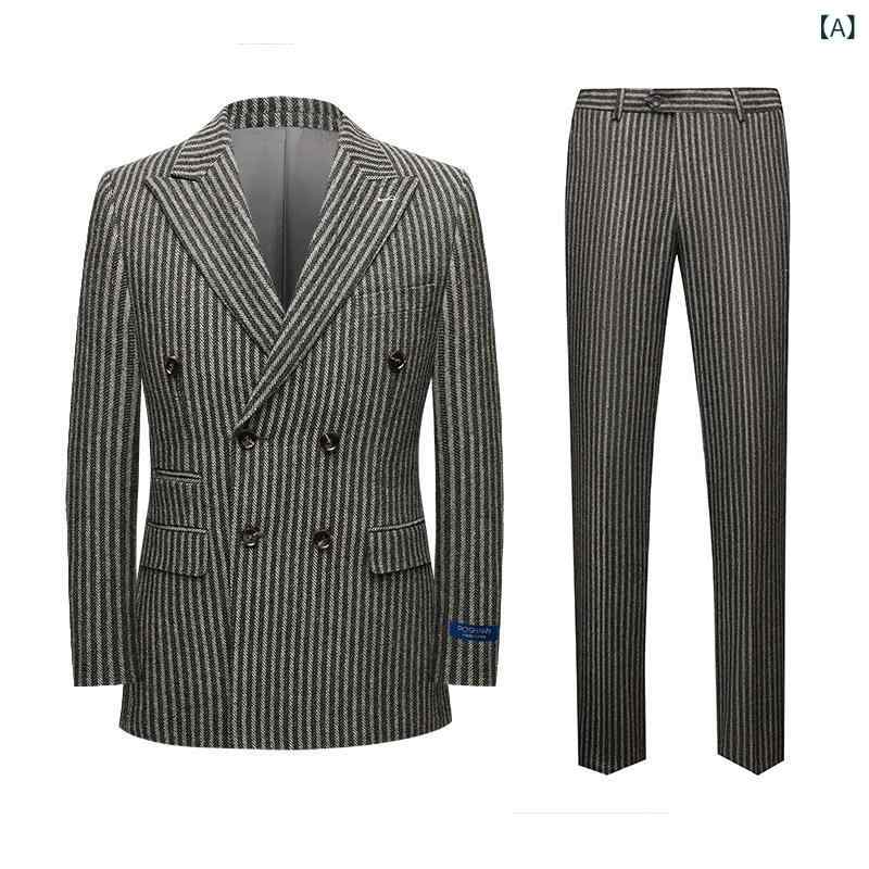 ・主な素材: ウール50%・スタイル: ライトビジネス・適用シーン: カジュアル・フィット: スリム・厚さ: 通常・襟元: ピークドラペル・前立て: ダブルブレスト3つボタン・ベント: サイドベンツ・スタイル詳細: 配色デザイン・加工: 接...