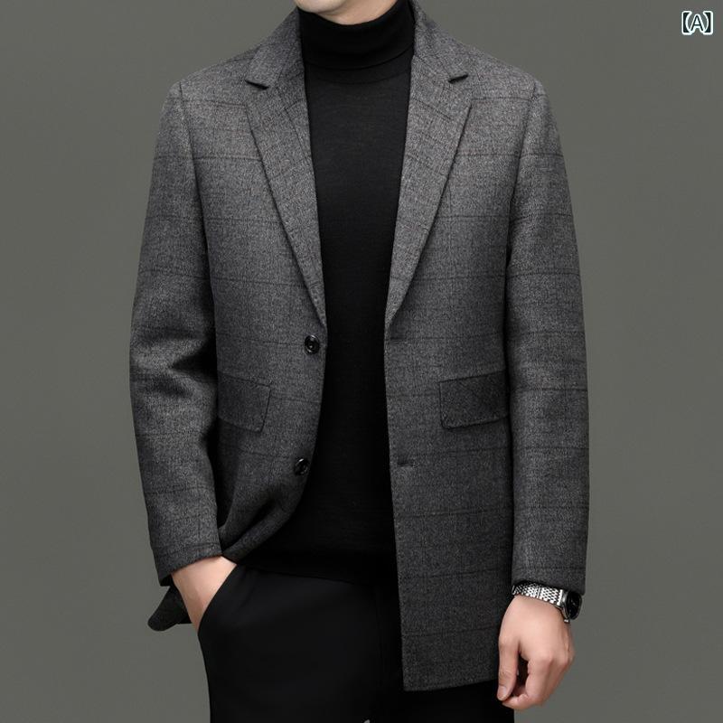 ・スタイル: ベーシック ・フィット: レギュラーフィット ・厚み: 厚手 ・フロント: シングルボタン ・ターゲット層: ビジネスマン（35歳以上） ・対象: ミドルエイジ ・表地: ダブルフェイス生地 ・素材: ウール47.5%、ポリエ...