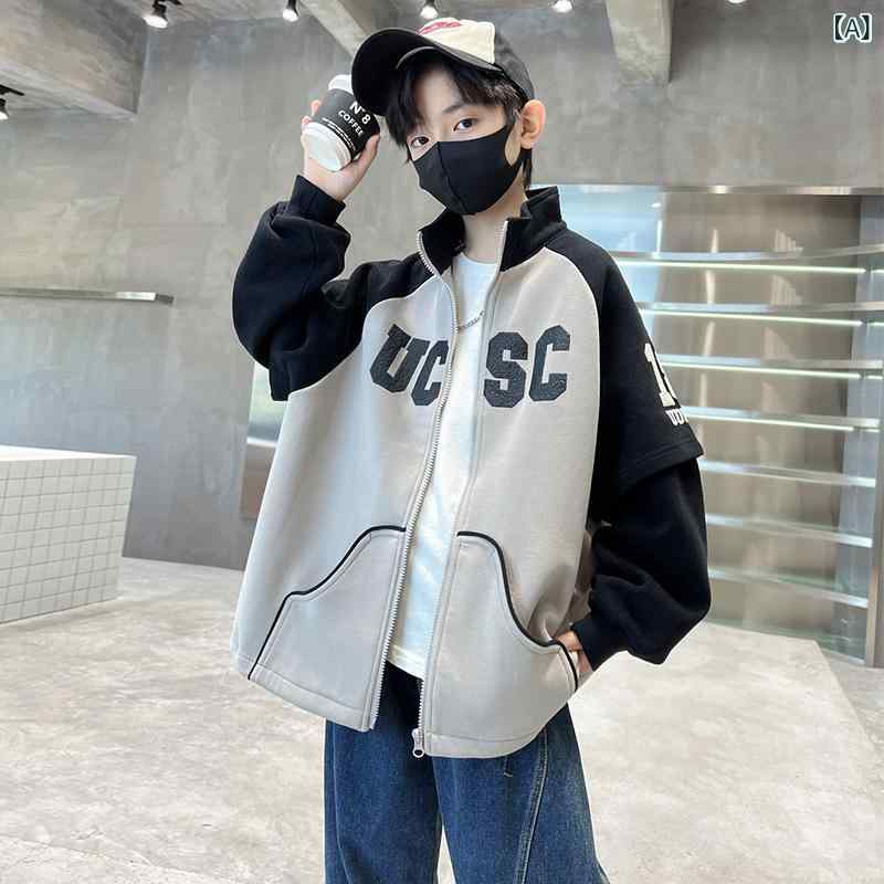 ・性別: 男性・対象年齢: 8歳以上、140cm以上の中大童・ネックライン: スタンドカラー・スタイル: スポーツ・柄: アルファベット・厚さ: 普通・生地加工: 柔軟加工・要素: トレンド・袖丈: 長袖・実写: モデル着用あり・安全等級:...