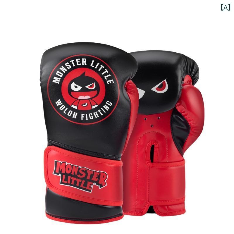 ・カテゴリ: ボクシンググローブ・素材: PU・重量: 約580g・用途: 武術、護身用・カラー展開: 黒赤、オレンジ黒、ピンク、黒緑、白、黄色、青・サイズ展開: 4oz、6oz、8oz・対象: 子供用