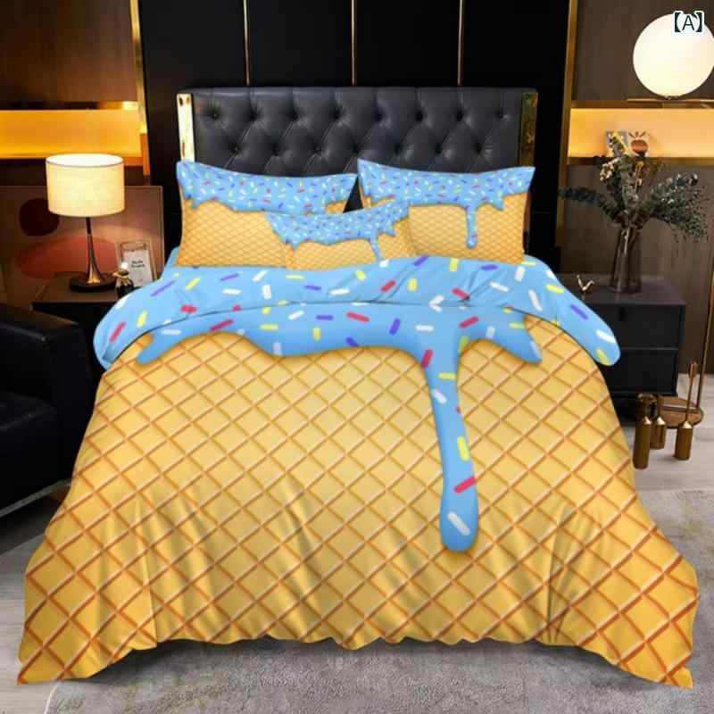 ・カテゴリ: 寝具3点セット・スタイル: ベッドカバータイプ・テイスト: モダンシンプル・主な素材: 化学繊維・プリント方法: デジタルプリント・織り方: 平織り・サイズ展開: 掛け布団カバー135cm x 200cm+枕カバー2枚組、掛け...