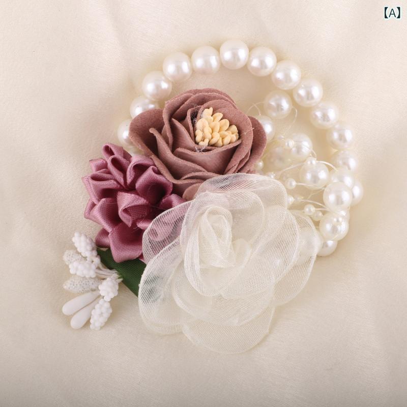 ・主な素材: 布・スタイル: 韓国・使用シーン: 結婚式、式典、ビジネス宴会、ステージ・カラー展開: 手首花（15g）(7cm×8cm),手首花6・サイズ: 5cm×10cm