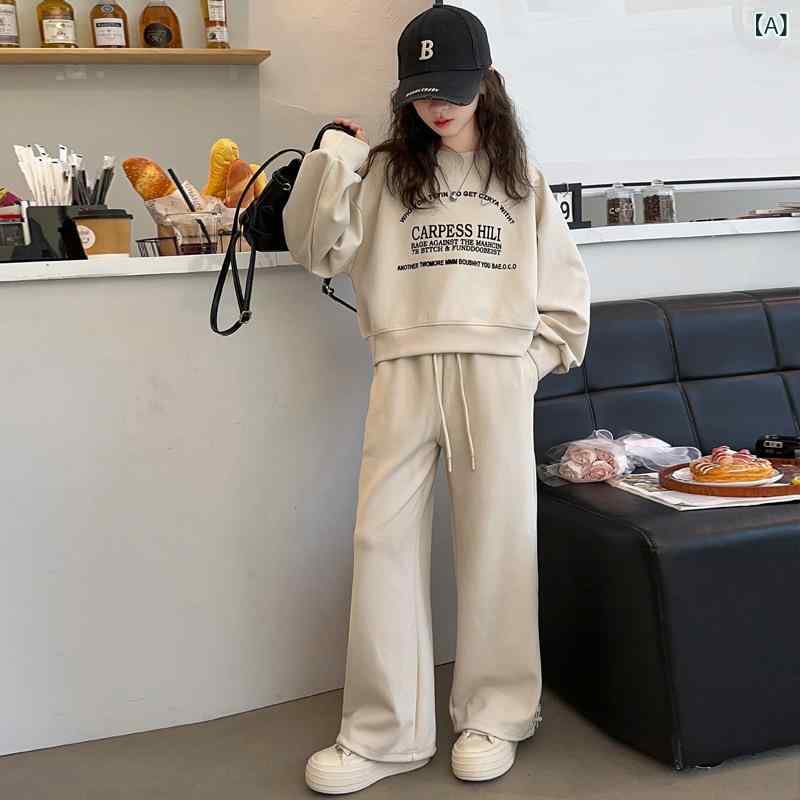 ・カテゴリ: 子供パンツセット・対象: 女の子・スタイル: 韓国・袖丈: 長袖・パンツ丈: ロング・主な素材: 綿75%・加工: 柔軟・厚み: 普通・柄: 無地、アルファベット・要素: スポーツ、アルファベット・着脱: プルオーバー・カラー...
