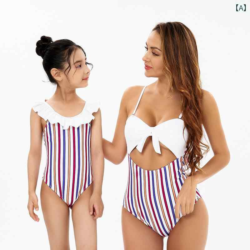 ・カテゴリ: ビーチウエア、水泳用具・スタイル: 親子水着・性別: 女性用・柄: ボーダー、配色・主な素材: ナイロン 82%・裏地素材: ナイロン 18%・重量: 約250g・カラー展開: 大人用（画像色）、子供用（画像色）・サイズ展開:...