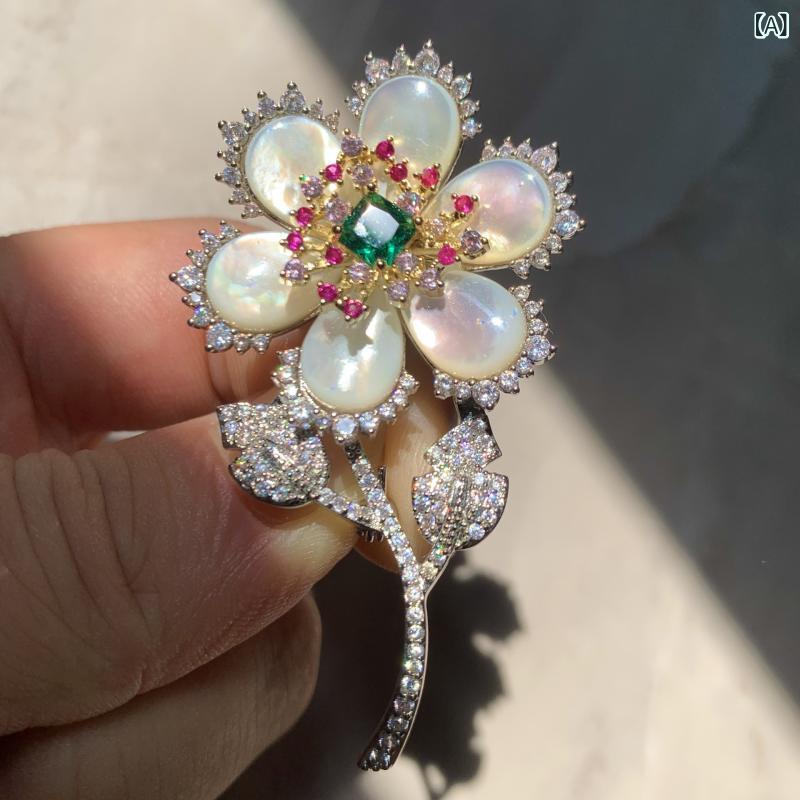 ・カテゴリ: 胸針・主な素材: 銅・スタイル: ins風・柄: 貝殻花・機能: 装飾・対象: 男女