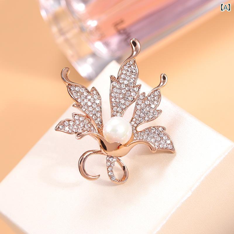 ・種類: 胸針・対象: 女性・スタイル: シンプル・スタイル分類: ファッション通勤・素材: 合金・: 花・モチーフ: 葉・カラー展開: ローズゴールド、シルバー