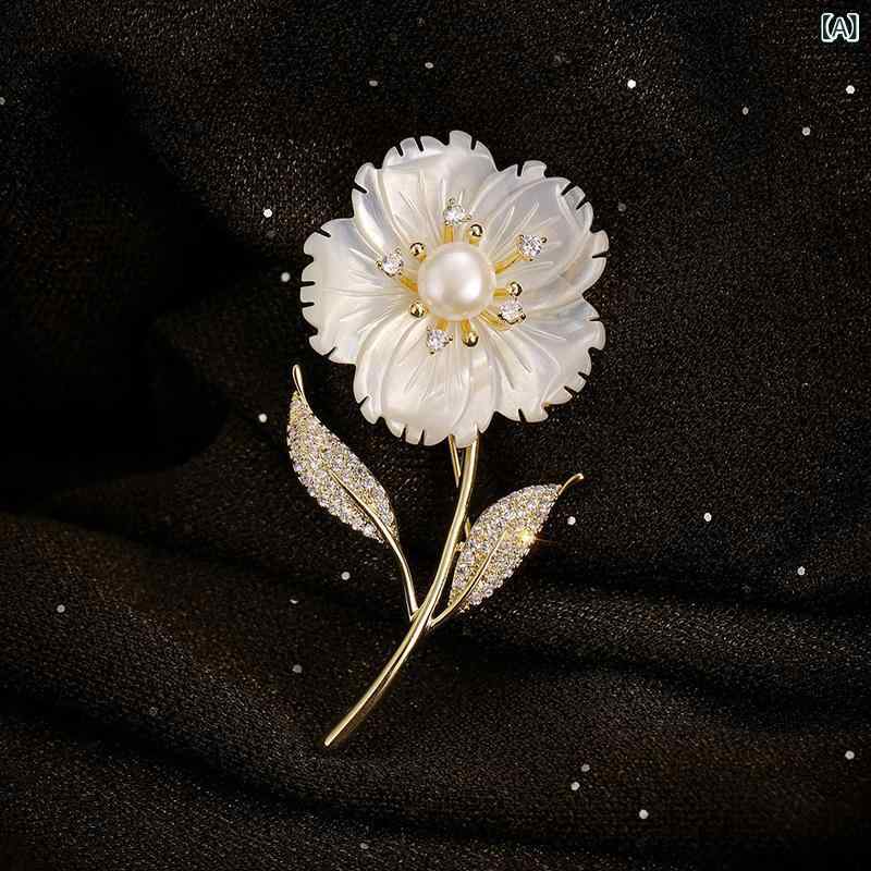 ・主な素材: 銅・: 花・加工: 電鍍・機能: 装飾・スタイル: ファッション通勤・対象: 男女・種類: ブローチ・流行要素: 花・カラー展開: ゴールド、ホワイト、淡水