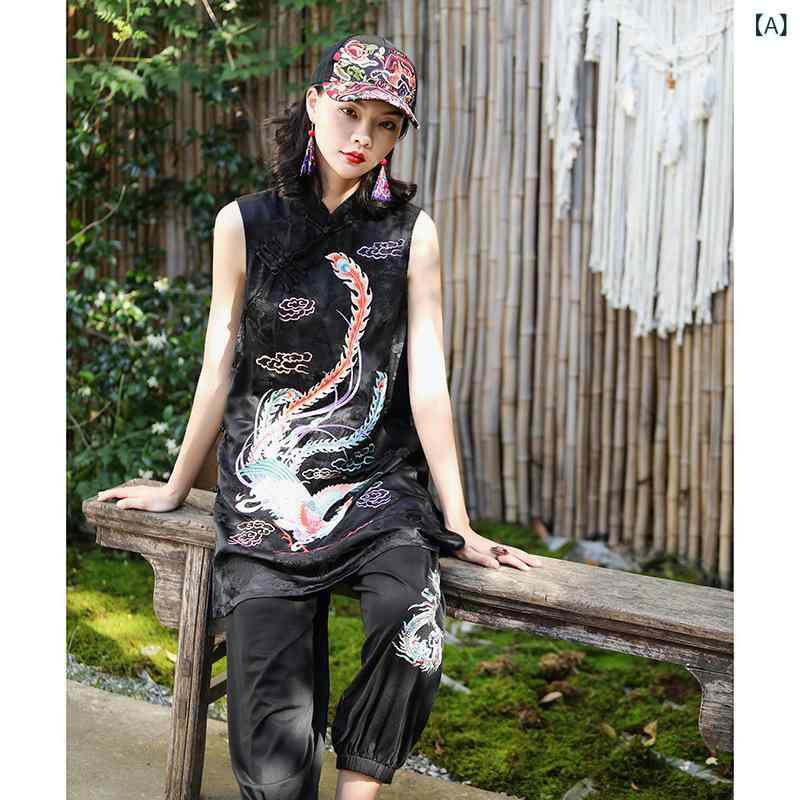 ・カテゴリ: ベスト・ネックライン: スタンドカラー・主な素材: 天絲・カラー展開: ブラック・サイズ展開: L、XL、2XL・スタイル: レトロ風・対象: 女性